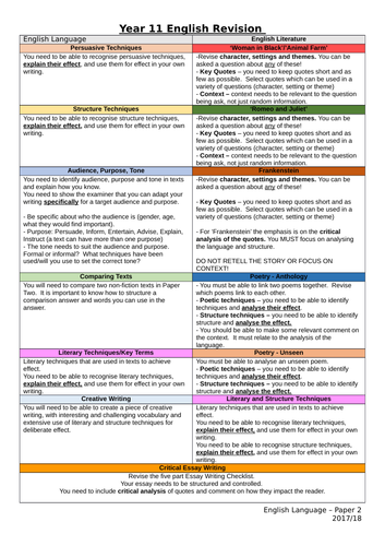 English Language Paper Two Revision Booklet - AQA | Teaching Resources English Language Paper Two Revision Booklet - AQA | Teaching Resources