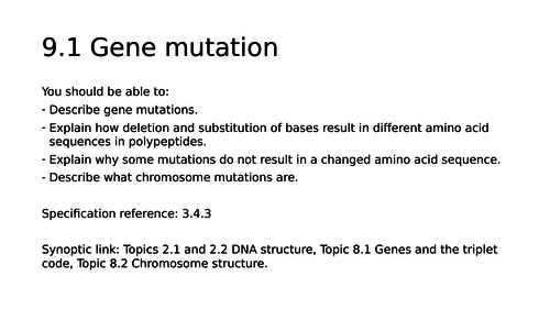 NEW AQA AS Biology 9.1 Gene Mutations | Teaching Resources