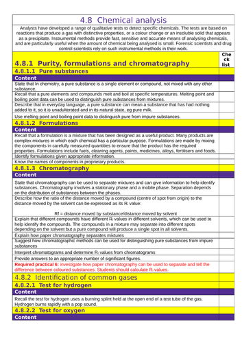 AQA: GCSE (1-9): Chemistry : 4.8 Chemical analysis Tick List | Teaching ...