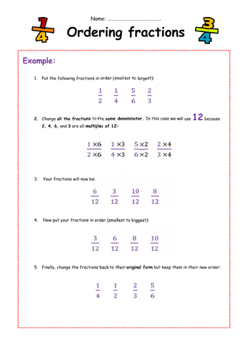 Order Fractions Worksheet Three Little Birds Ordering Fractions