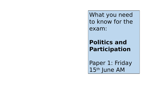 AQA 9-1 Citizenship AQA: Politics and Participation - Revision workbook ...