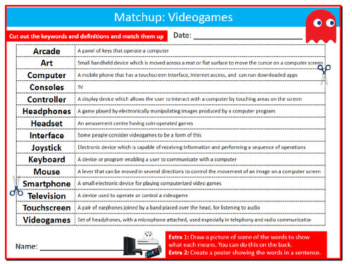 Videogames Definition Matchup ICT Computing Starter Activity Keywords ... Videogames Definition Matchup ICT Computing Starter Activity Keywords ...