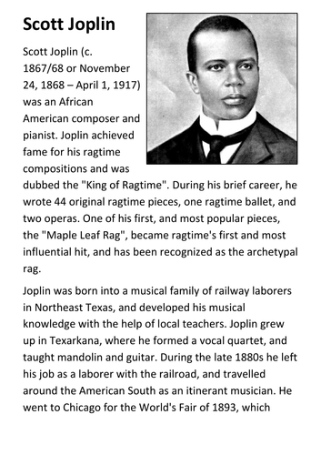 Scott Joplin Handout | Teaching Resources