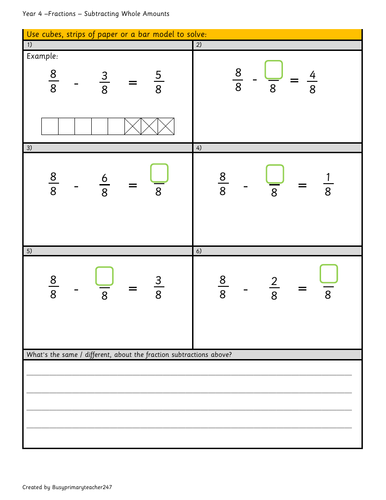 Year 4 - Subtracting fractions | Teaching Resources Year 4 - Subtracting fractions | Teaching Resources