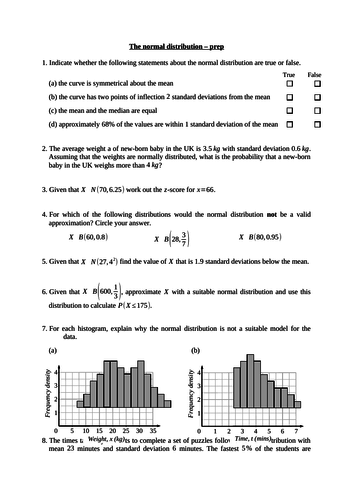 Normal distribution (new A level maths) - notes, examples, exercises ...