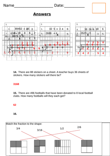 Assessment ( x, ÷ and basic fractions) | Teaching Resources