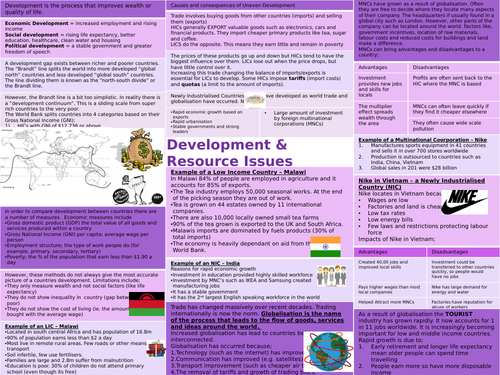 Wjeceduqas A Gcse Geography1 9 Knowledge Organiserrevision Theme 6 Development And Resource 