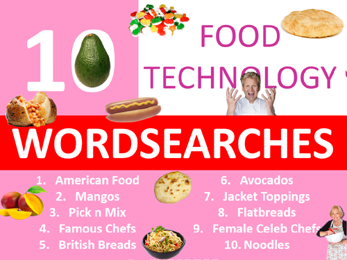 10 x Food Technology Wordsearches #11 Keyword Starters Settlers ...