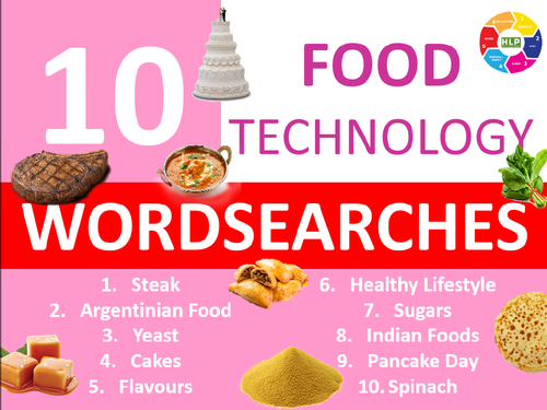 10 x Food Technology Wordsearches #12 Keyword Starters Settlers ...