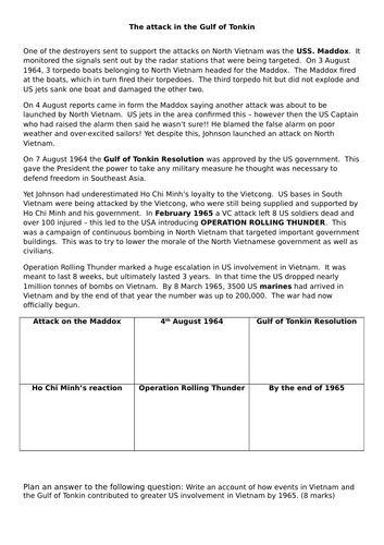 AQA 8145 Conflict in Asia - why was the Gulf of Tonkin incident ...