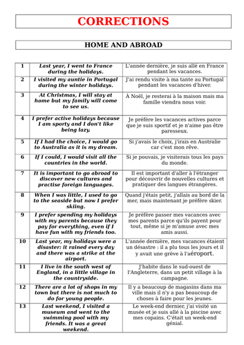 GCSE / IGCSE French Translation booklet and corrections | Teaching ... GCSE / IGCSE French Translation booklet and corrections | Teaching ...
