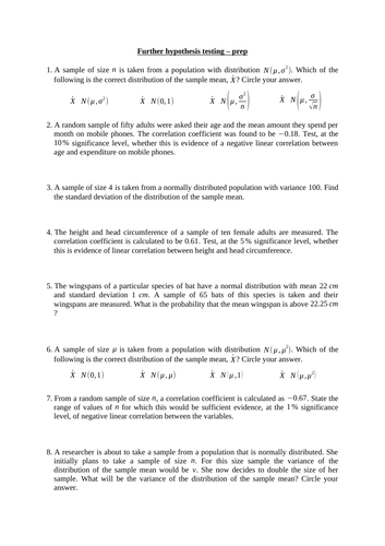 Further hypothesis testing (new A level maths) - notes, examples ... Further hypothesis testing (new A level maths) - notes, examples ...