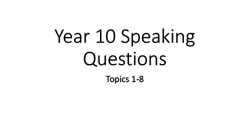 GCSE Speaking Questions | Teaching Resources