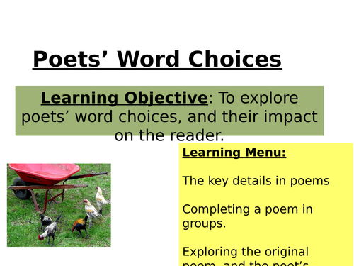 Poets' word choices | Teaching Resources