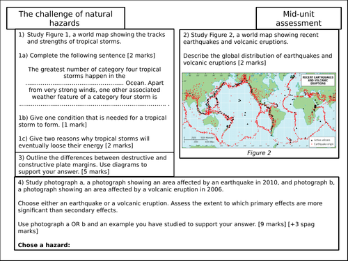 The Challenge of Natural Hazards AQA 1-9 course - mid and end of unit ...