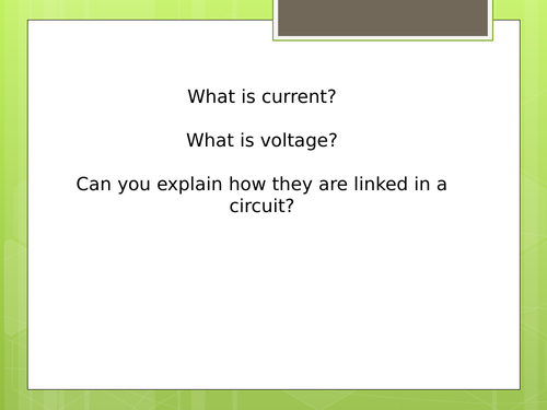 Key Stage 3 Electricity - Current Voltage Conductors & Insulators ...