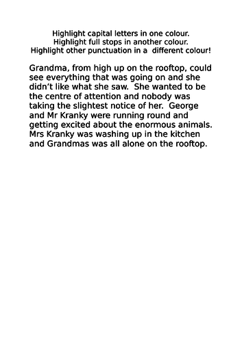 Simple highlight punctuation activity | Teaching Resources