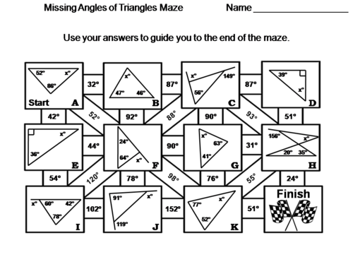Missing Angles of Triangles Activity: Math Maze by ScienceSpot ...