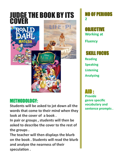 Judge the Book by its Cover ! | Teaching Resources