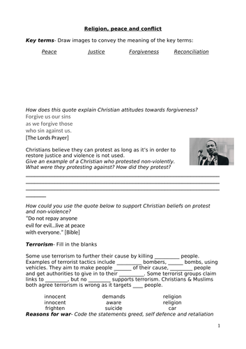 Religion Peace and Conflict Revision | Teaching Resources