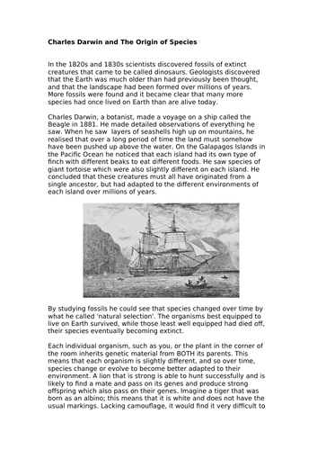 Charles Darwin Comprehension | Teaching Resources