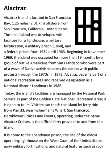 Alcatraz Handout | Teaching Resources