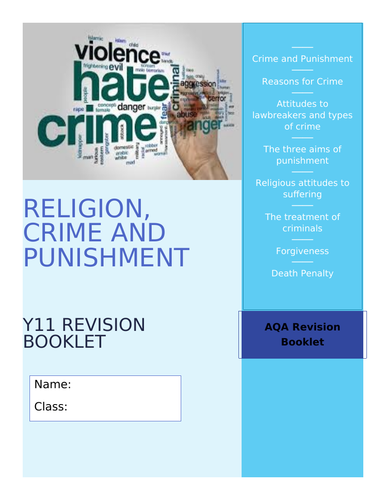 GCSE AQA RE Religion, Crime and Punishment Revision and Activity ...