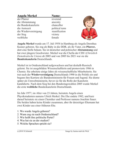 Angela Merkel Biografie - Biography | Teaching Resources