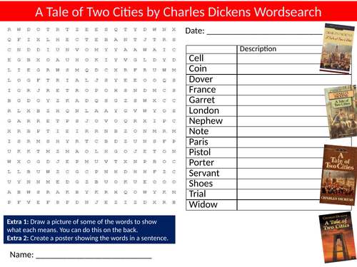 A Tale of Two Cities Novel Wordsearch Sheet Starter Activity Keywords ...
