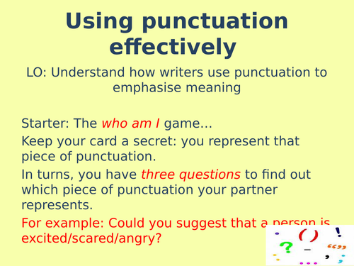 KS3 Punctuation lesson | Teaching Resources