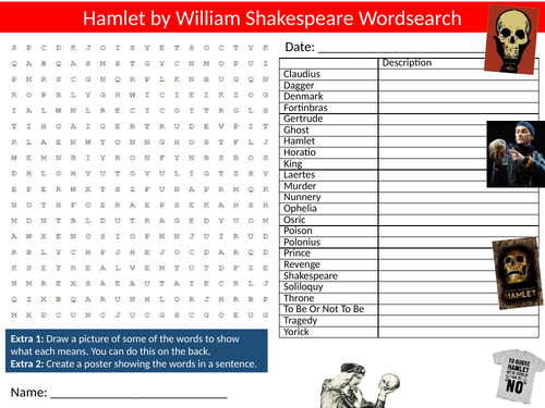 Hamlet Wordsearch Sheet Starter Activity Keywords William Shakespeare ...