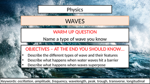 Waves PowerPoint and Worksheet | Teaching Resources