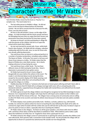 Mister Pip - Character Profile: Mr Watts | Teaching Resources