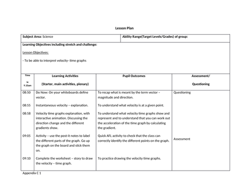 Velocity Time Graphs | Teaching Resources Velocity Time Graphs | Teaching Resources