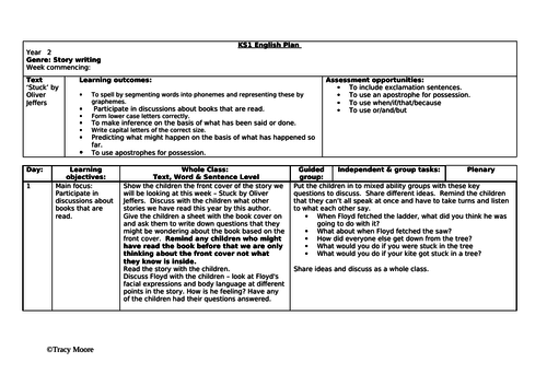 Stuck by Oliver Jeffers - Year Two English plan for 8 days | Teaching ...
