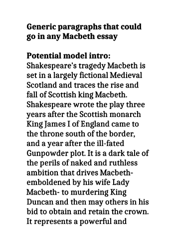 GCSE 9-1 Three Grade 9 Macbeth paragraphs that could be used in any ...