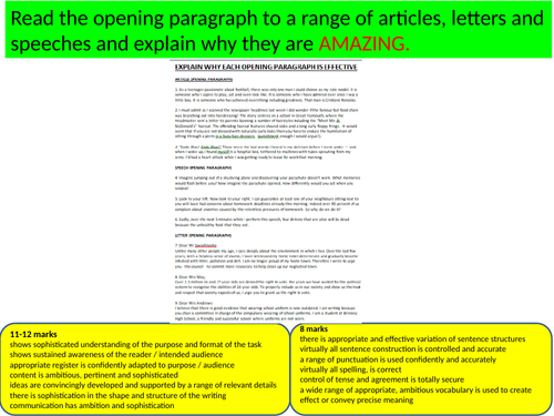English language Paper 2 Question 5 how to write an effective opening ...