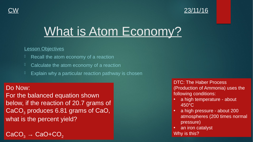 Atom Economy | Teaching Resources