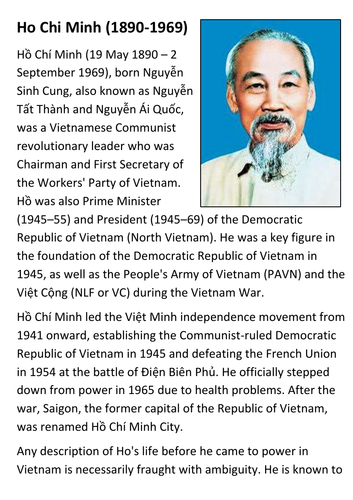 Ho Chi Minh Handout | Teaching Resources