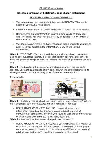 Cover worksheet or Homework task for GCSE Music students | Teaching ...