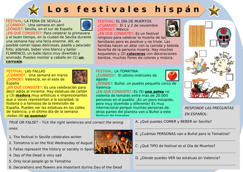 HISPANIC FESTIVALS GCSE worksheet | Teaching Resources