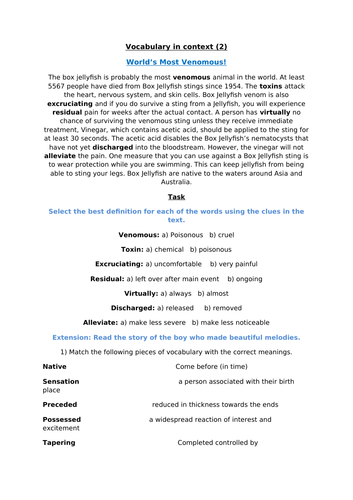 vocabulary in context - 2 abilities | Teaching Resources