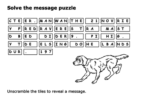 Solve the message puzzle about Red Dog | Teaching Resources