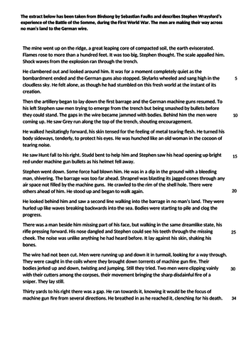 AQA English Language Paper 1 extract from Birdsong | Teaching Resources