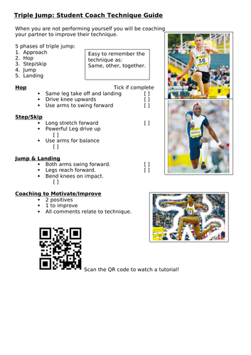 Triple Jump - Pupil Coaching Guide | Teaching Resources