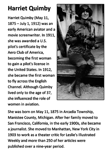 Harriet Quimby Handout | Teaching Resources