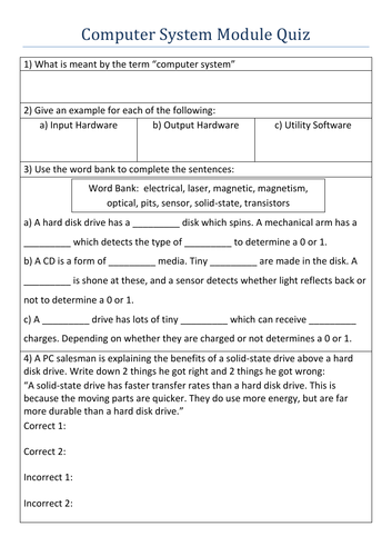 GCSE Computer Science Module Quiz - Computer System Hardware/Software ... GCSE Computer Science Module Quiz - Computer System Hardware/Software ...