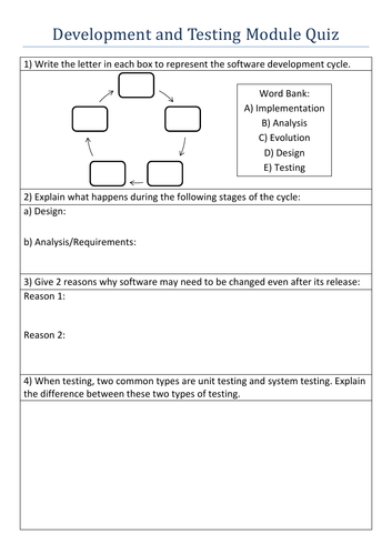 GCSE Computer Science Module Quiz - Development, Testing and Errors ... GCSE Computer Science Module Quiz - Development, Testing and Errors ...