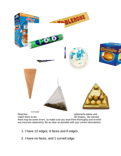 3D shape statements differentiated | Teaching Resources