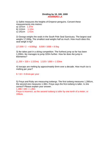 Dividing 10, 100, 1000 word problems | Teaching Resources Dividing 10, 100, 1000 word problems | Teaching Resources